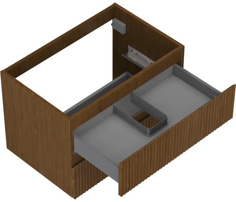 Mexen Rivel, koupelnová skříňka pod umyvadlo 70 cm, 2 zásuvky, drážkovaná, ořech, 91A20-07047-2-BFF86