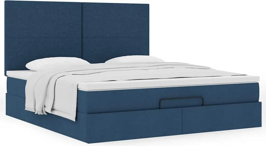 Osmanský rám postele s matrací modrá 180x200cm textil 3313098