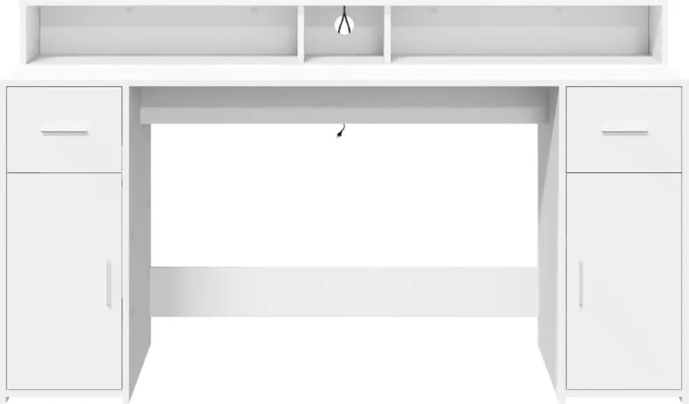 Psací stůl s LED světly bílý 160 x 55 x 91 cm kompozitní dřevo 3309429