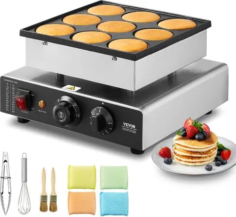 9PCS 76 mm Dutch Pancake Maker Komerční Dorayaki Baker 850 W nepřilnavý