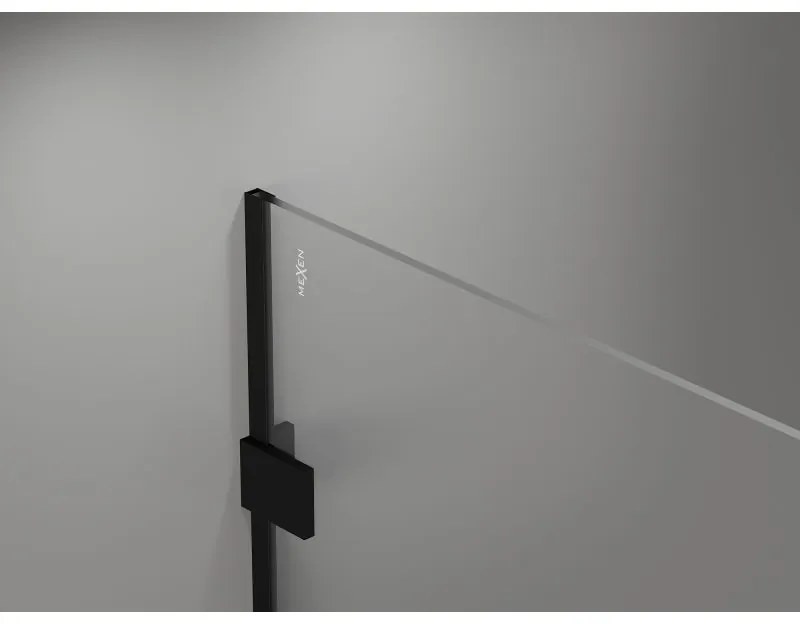 Mexen Lunar sprchová stěna levá 160 x 200 cm, 8mm čiré sklo, černá matná, 830-160-000-70-00-L