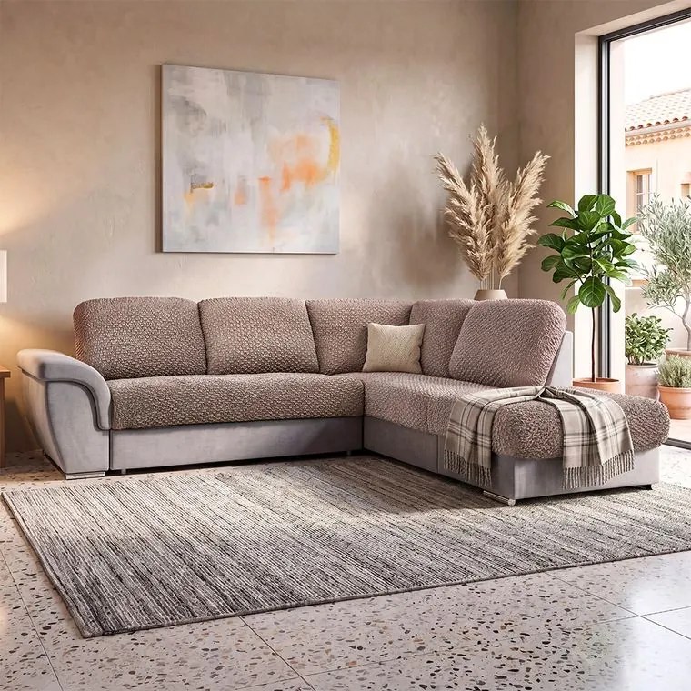 Bielastické potahy MODULO oříškové opěrný polštář L (60-90 cm x 131-180 cm)
