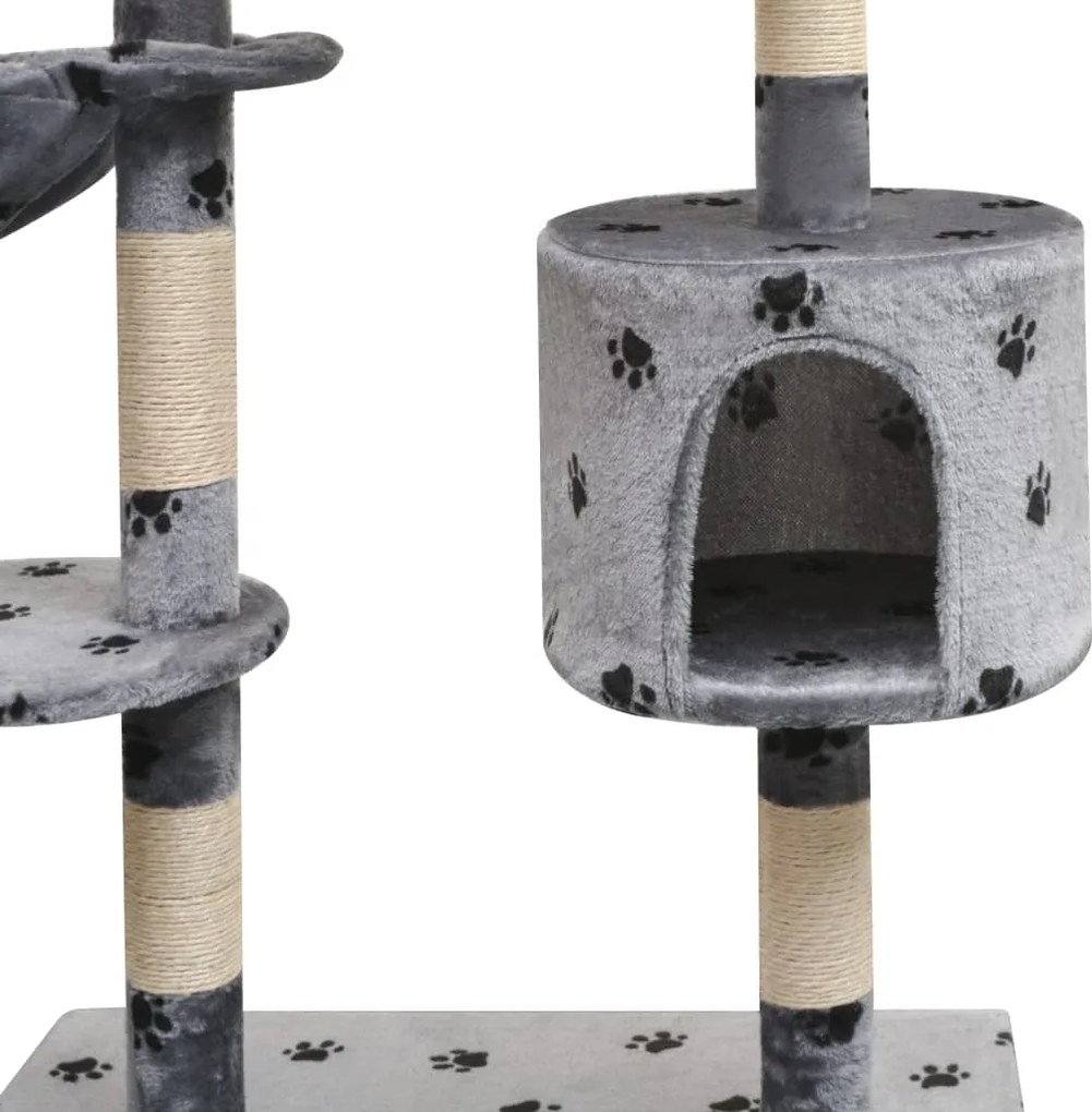 Škrabadlo pro kočky, sisalové sloupky 125 cm šedá potisk tlapek 170481