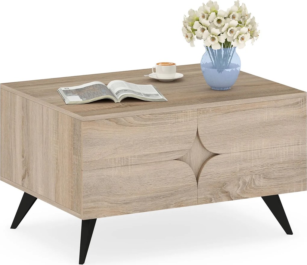 Costway Moderní konferenční stolek s úložným prostorem Farmhouse Accent Table