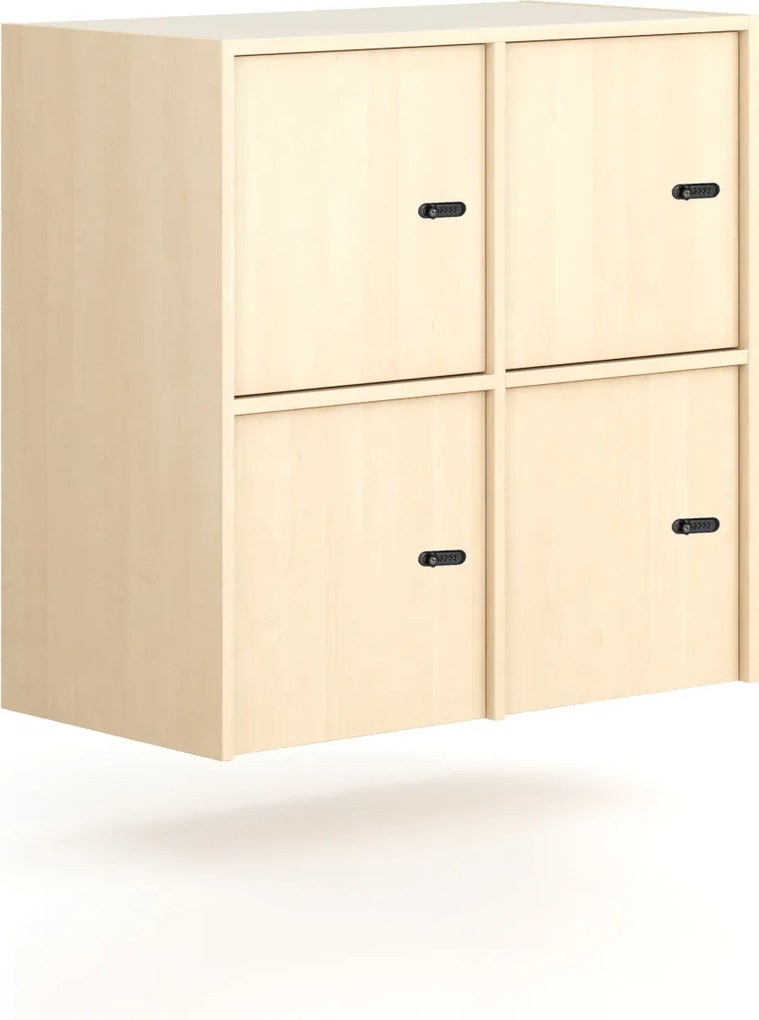 Nástavba pro skříně FRAME, 4x dveře, 872 x 450 x 854 mm, mechanický zámek, bříza