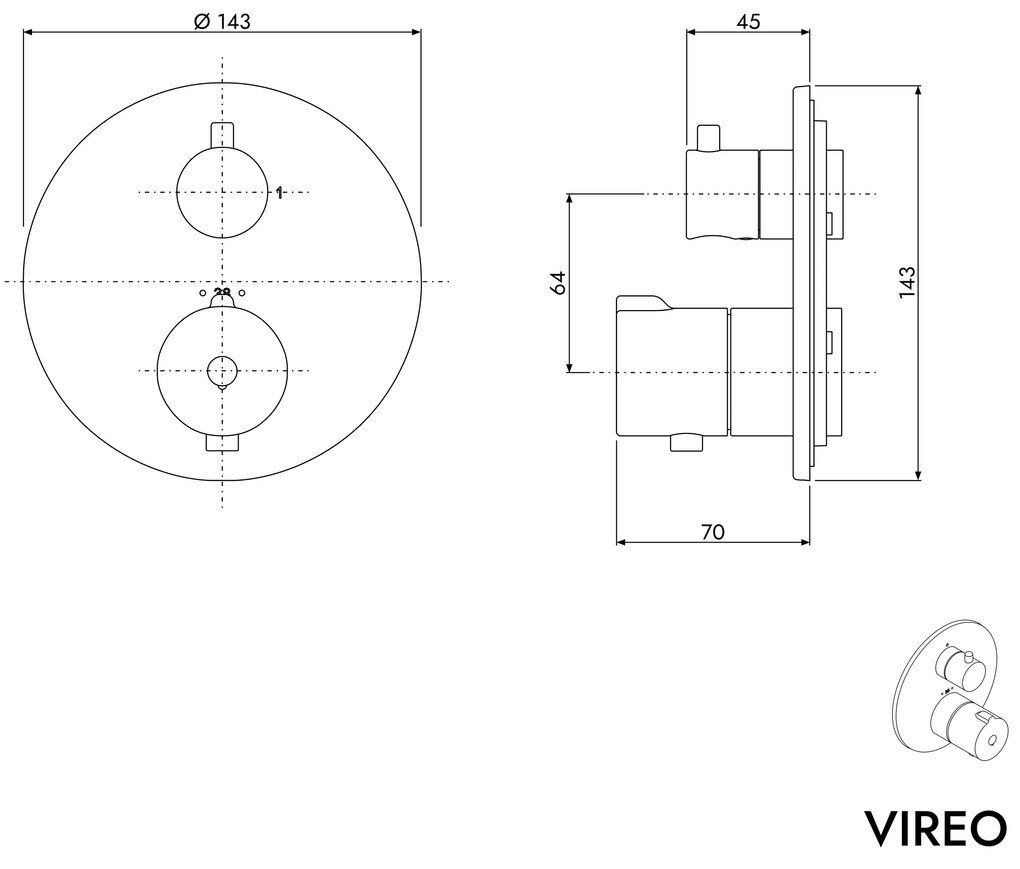 Podomítková termostatická armatura VIREO