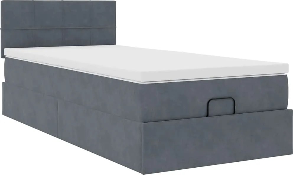 Osmanský rám postele s matrací tmavě šedá 100x200cm samet 3312603