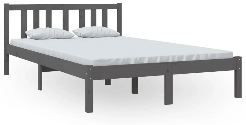 814881 vidaXL Rám postele šedý masivní dřevo 120 x 200 cm