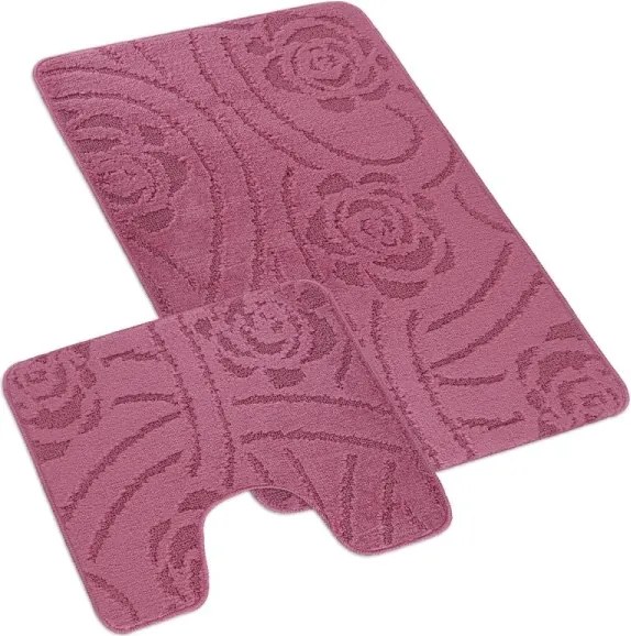 Bellatex koupelnové předložky SADA BANY 60x100 + 60x50 cm s výkrojem Růže Lila