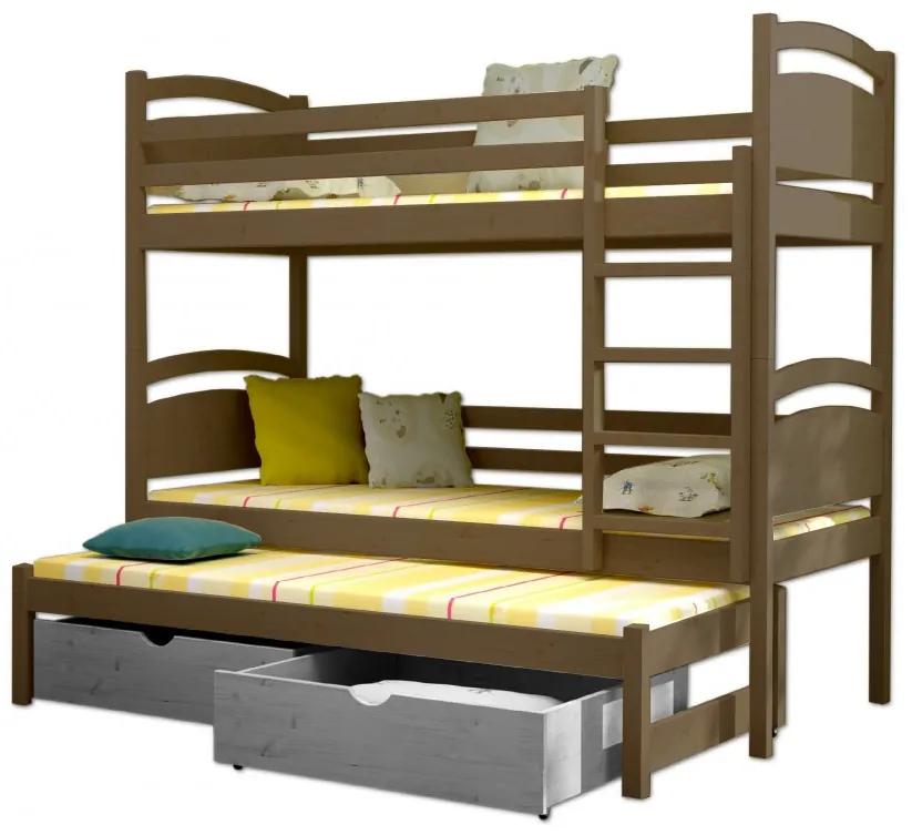 Patrová postel MASIV-V 002 90x190 cm  borovice masiv - DUB
