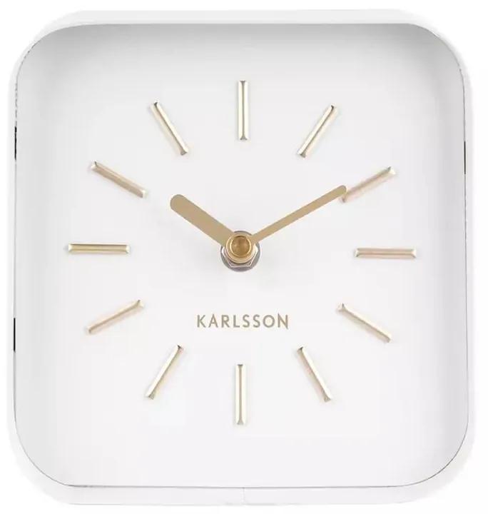 KARLSSON Stolní hodiny Squared – bílé 15 × 15 × 10cm