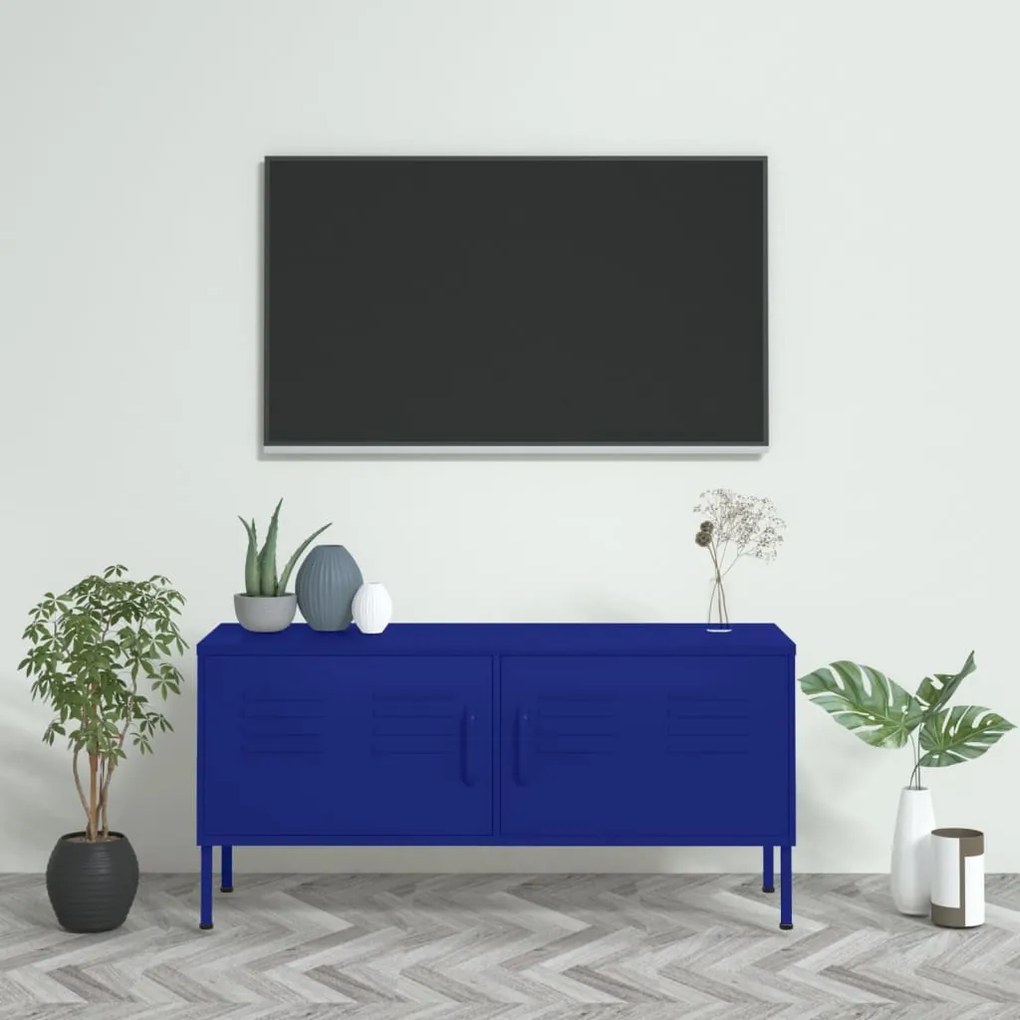 vidaXL TV skříňka námořnicky modrá 105 x 35 x 50 cm ocel