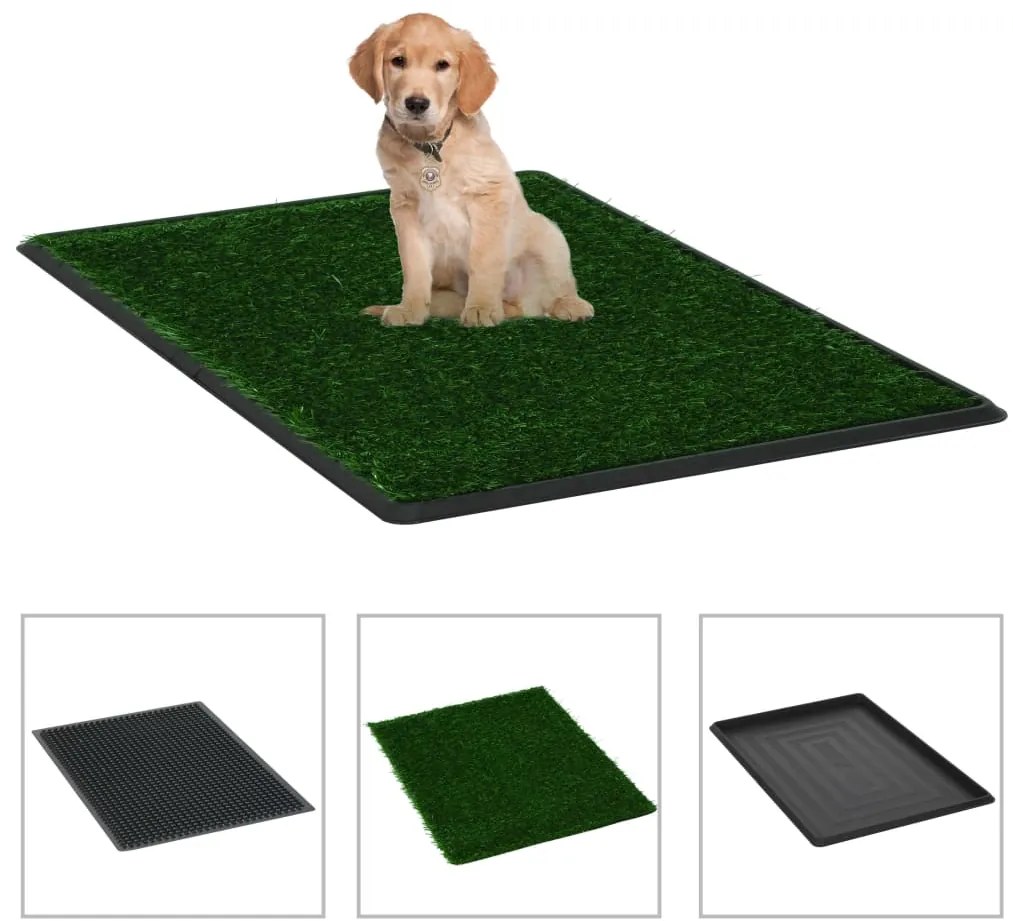 Toalety pro psy 2 ks s nádobou a umělou trávou zelené 76x51x3cm 170770