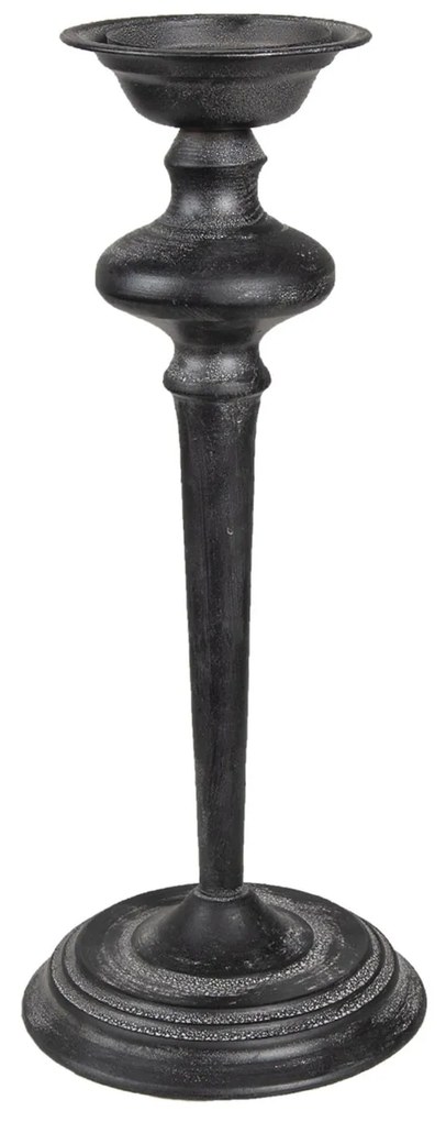 Kovový černý svícen s patinou Dianna - Ø 16*38 cm