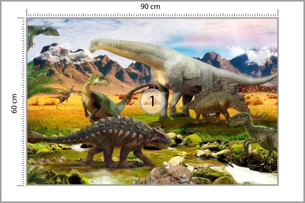 Fototapeta Realističtí Dinosauři U Řeky Omyvatelný vlies 270x180