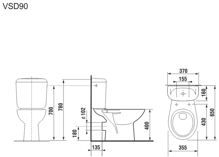 Mereo Mereo, WC kombi, zadní odpad s armaturou, VSD90 (H8602760007871)
