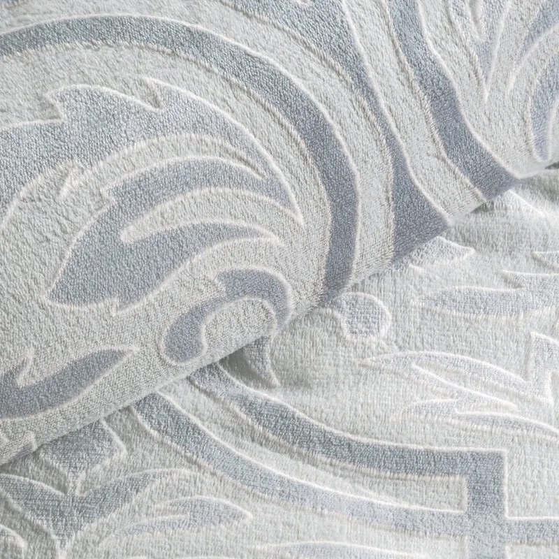 Velurové povlečení 220x200 Flano 5 stříbrně šedých ornamentů Eurofirany