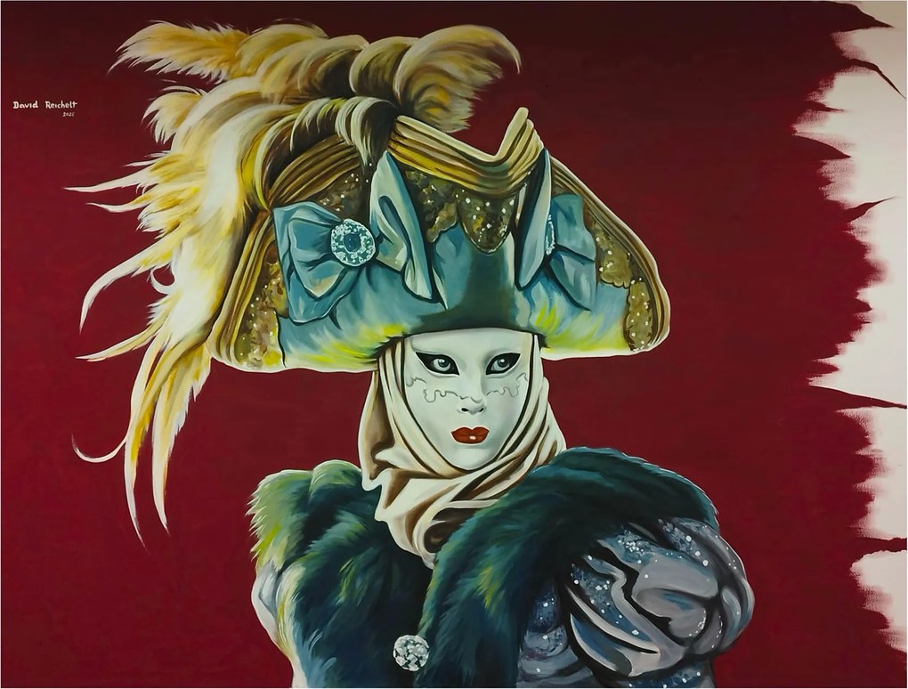 David Reichelt | Benátská maska I Rám: Černý, Velikost: 40 x 60 cm