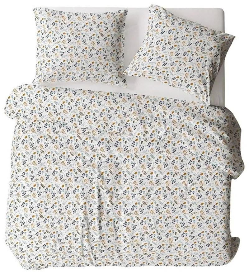 KARO Flanelové povlečení 140x200 613N bílé vícebarevné květinové Flanel Comfort button-down
