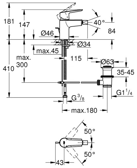 GROHE 325602432 - Bidetová baterie START velikost S černá
