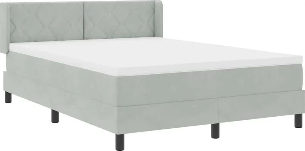Postel s boxspringem s čelo Světle šedá 200 x 140 cm samet 3341522