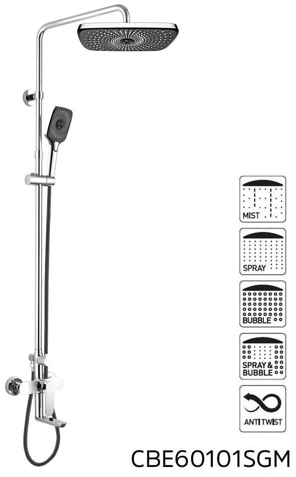 Mereo Viana sprchová souprava nástěnná baterie 150 mm hlavová sprcha černá CBE60101SGM