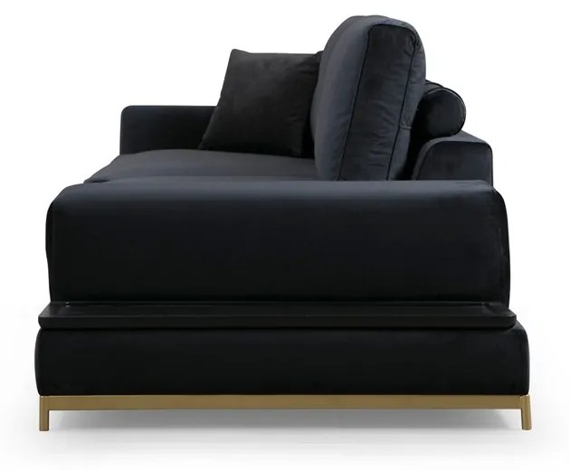 Atelier del Sofa 4-místná pohovka Line With Side Table - Black, Černá, Zlatá