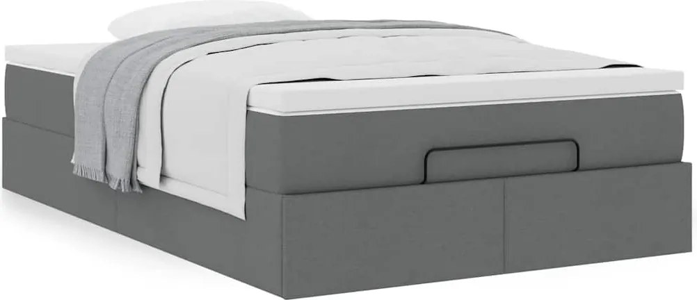 Osmanský rám postele s matrací tmavě šedá 120x190 cm textil 3311093