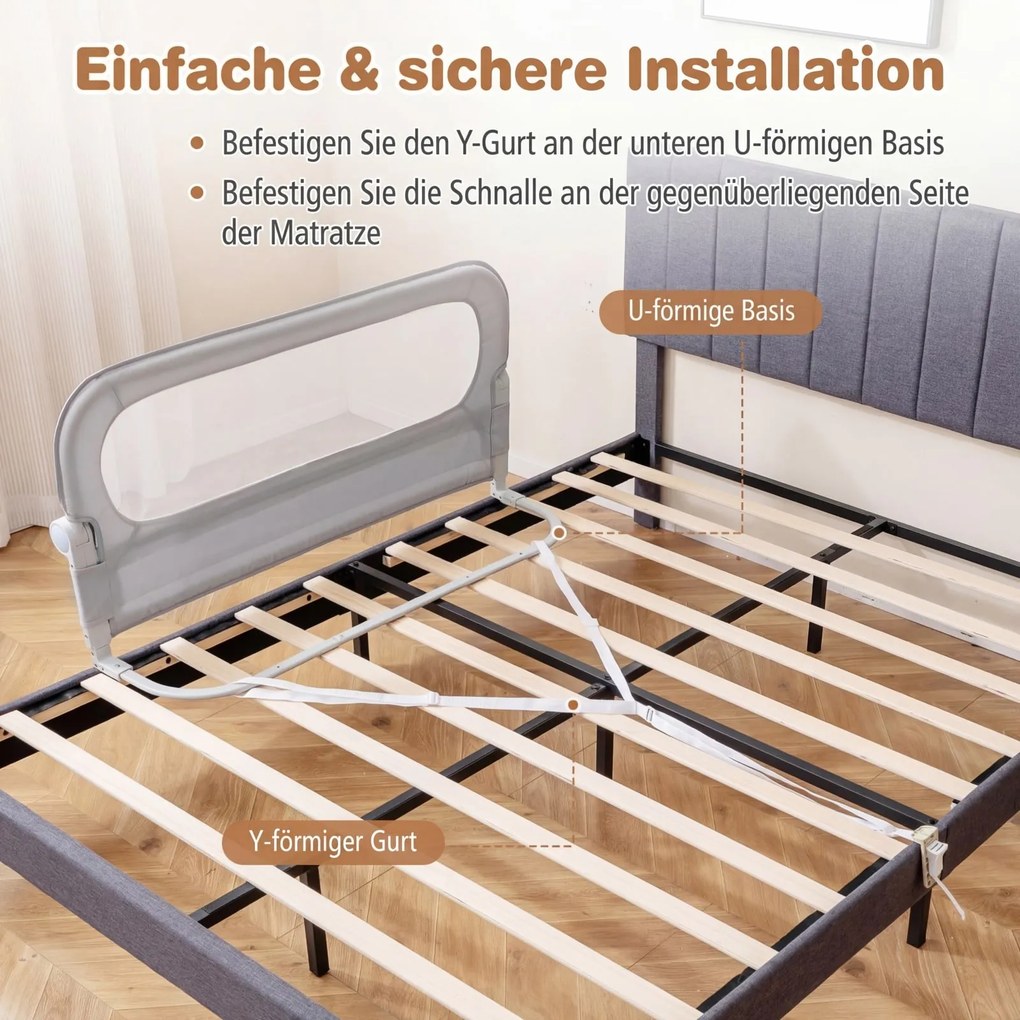 Costway Skládací kolejnice na postel s odnímatelným krytem Oxford a Strap Bed