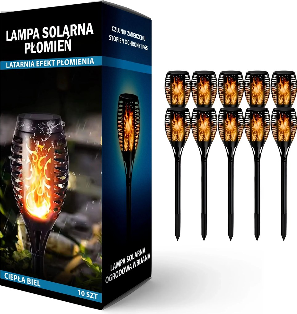 Solární Zahradní Lampa Led Ohnivá Pochodeň Malá 10 Ks