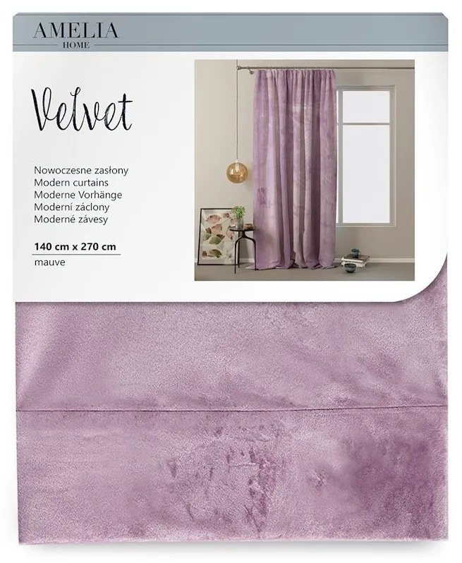 Závěs AmeliaHome Velvet 140x270 cm fialovo/růžový