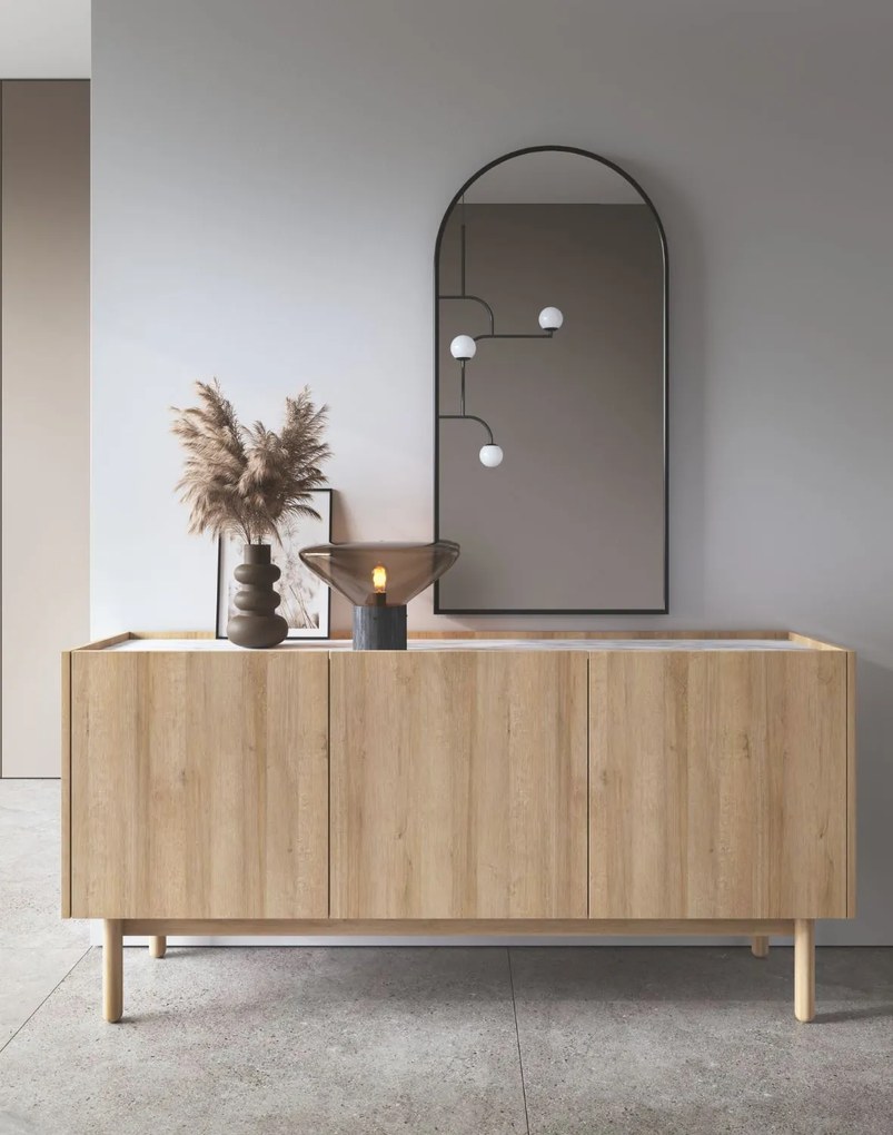 Boho nízká komoda, třídveřová (K144/68), dub riviera