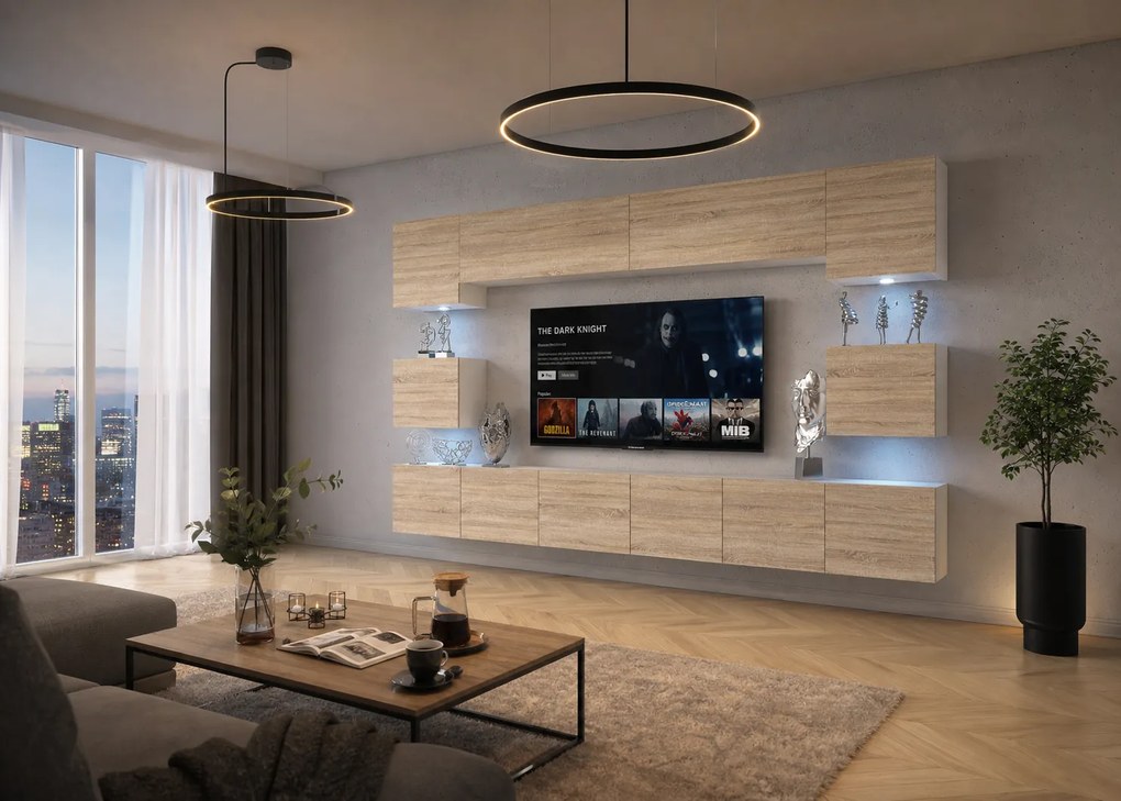 Obývací stěna 300 cm TV dubová dub wotan dub sonoma IMP PRIMO 3/5/W/DS/0/0