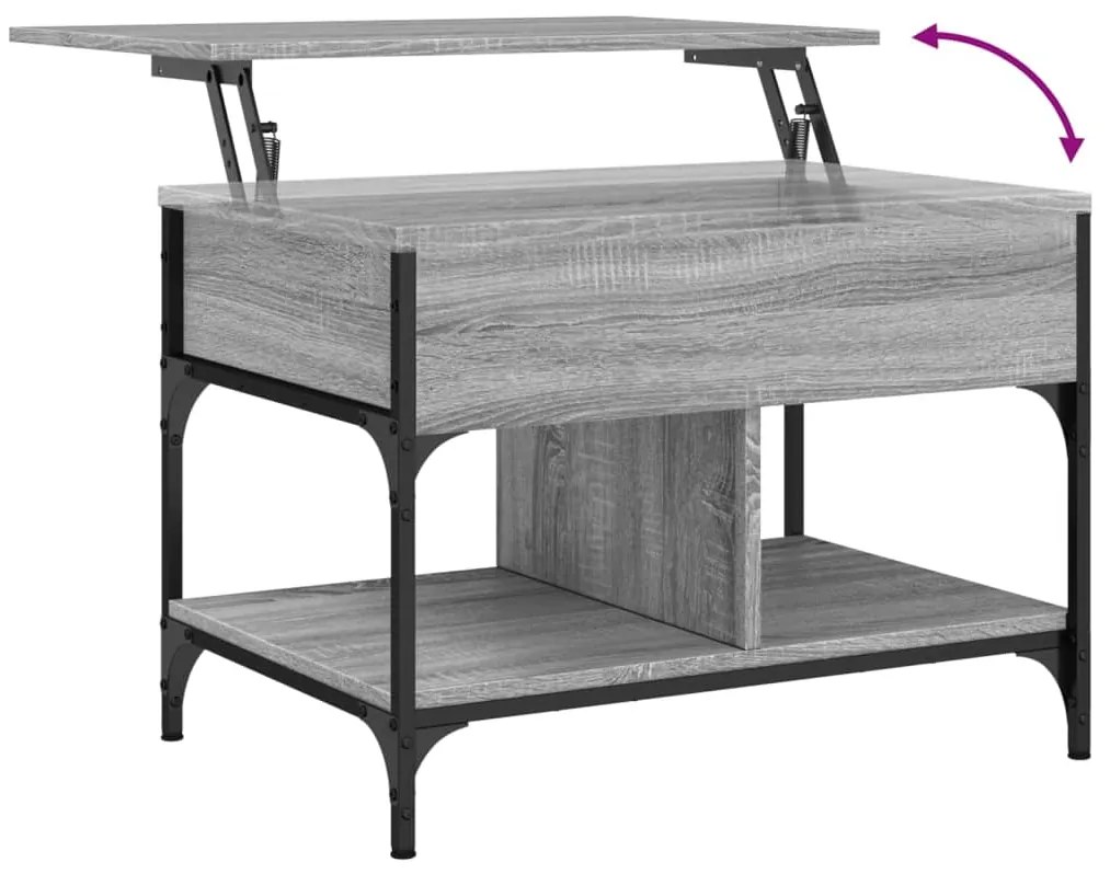Konferenční stolek šedý sonoma 70 x 50 x 50 cm kompozit a kov - Default Title