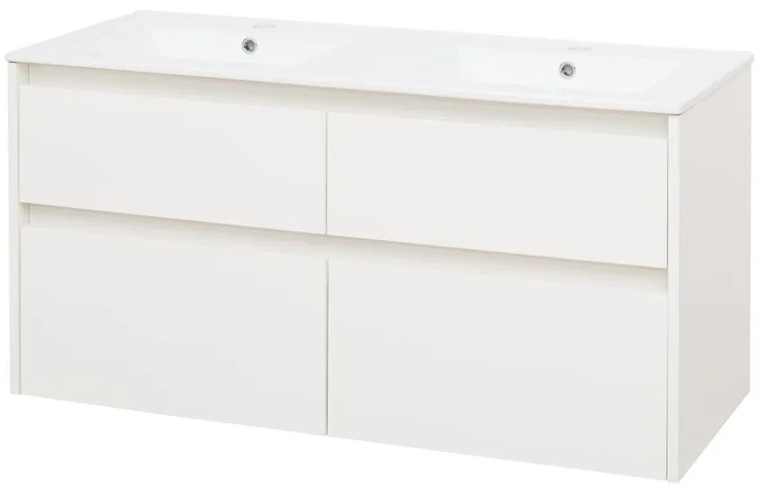 Mereo Mereo, Opto, koupelnová skříňka s keramickým umyvadlem 121 cm, bílá, dub, bílá/dub, černá, CN913