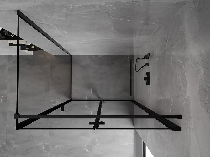 Mexen Mist-F T, 1-křídlý skládací sprchový kout pravý 110 x 100 cm, čiré sklo-černý rám, 8A6T-110-100-70-70-P
