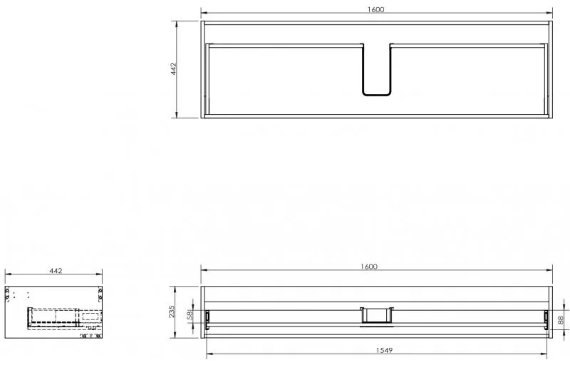 Mexen Box-A, závěsná skříňka 160 cm, 1 zásuvka, ořech, 91AX0-1600-235-1-86