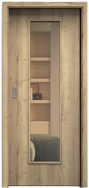 SAPELI ELEGANT KOMFORT M55 - CPL LAMINÁT - POSUVNÉ DVEŘE VČ. ZÁRUBNĚ - Dub Halifax Průchozí šířka (cm): 70, Průchozí výška (cm): 197