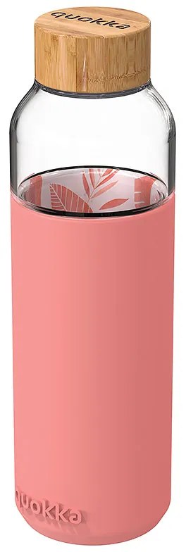 Skleněná lahev na vodu Flow, 660ml, Quokka, pink botanical