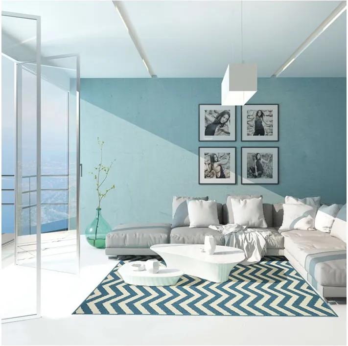 Světle modrý vysoce odolný koberec vhodný do exteriéru Webtappeti Waves, 160 x 230 cm