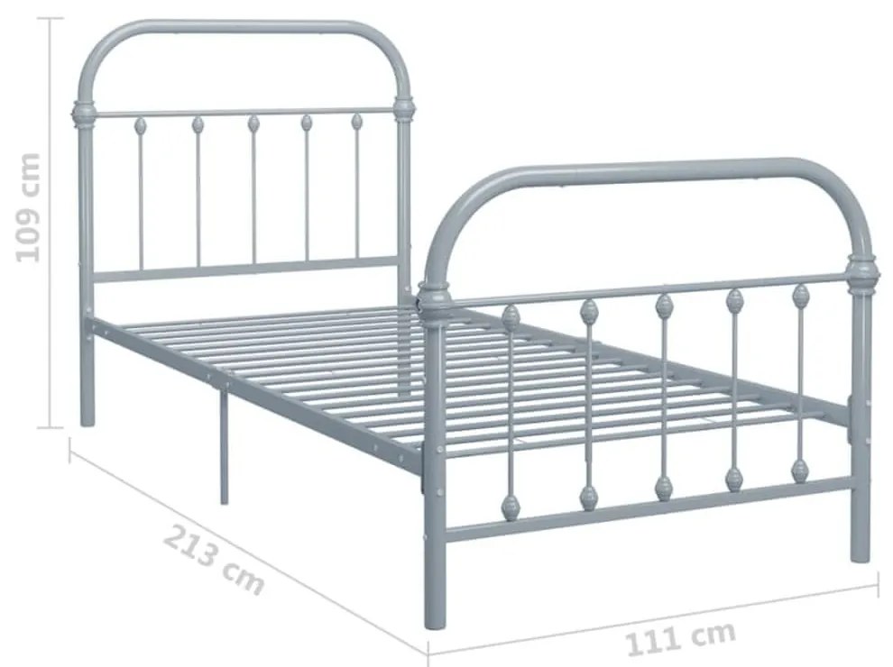 Petromila Rám postele šedý kov 100 x 200 cm