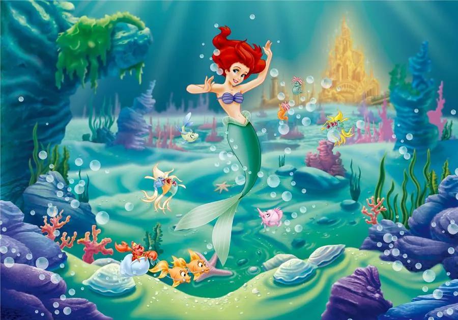 Čtyřdílná dětská Disney fototapeta Malá mořská víla Ariel, FTDN xxl 5004,  360x270cm | BIANO