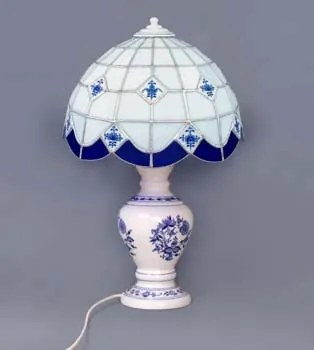 Cibulák Cibulák Lampový podstavec se stínítkem vitráž neprolamovaný 50 cm originální cibulákový porcelán Dub (70534)