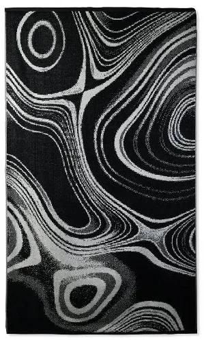 SCANquilt plážová osuška VELUR kruhy černobílá 100 x 170 cm