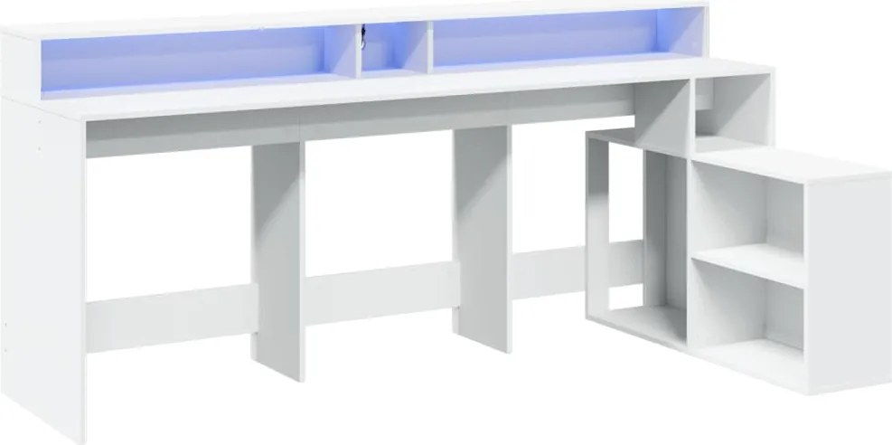 Psací stůl s LED světly bílý 200 x 104 x 91 cm kompozitní dřevo 3309465