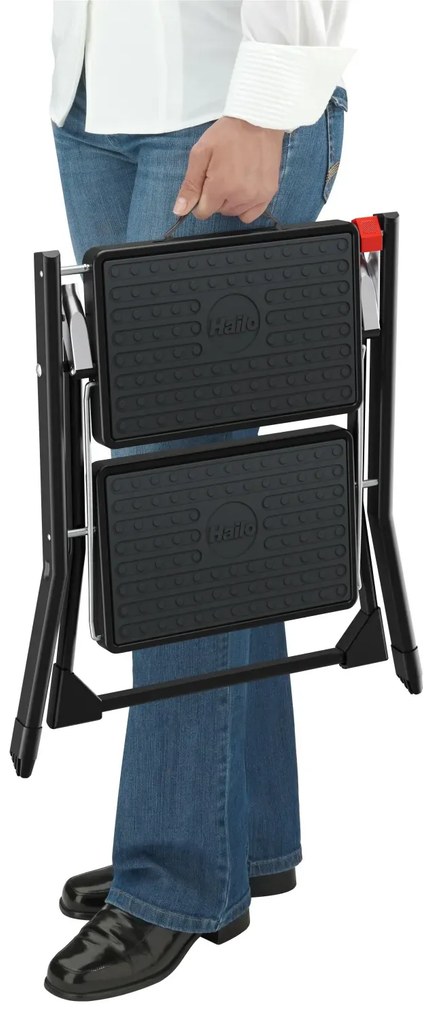 Ocelové skládací schůdky Hailo MK62 StandardLine černé, 999000495757