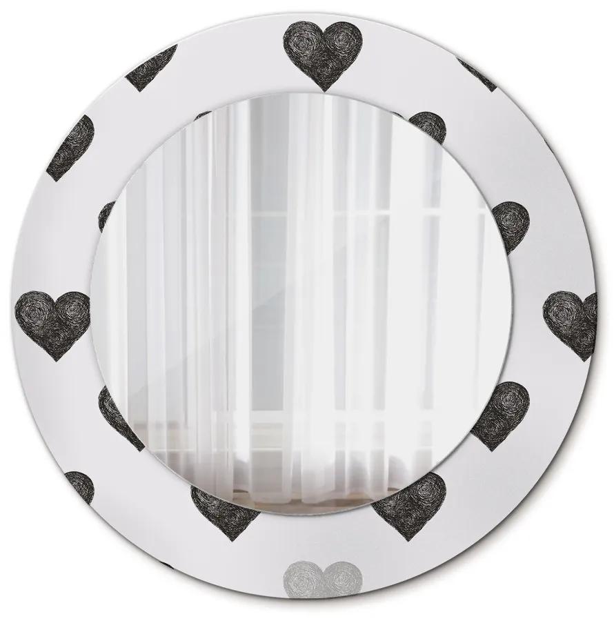 Kulaté zrcadlo s dekorem Abstraktní srdce fi 50 cm