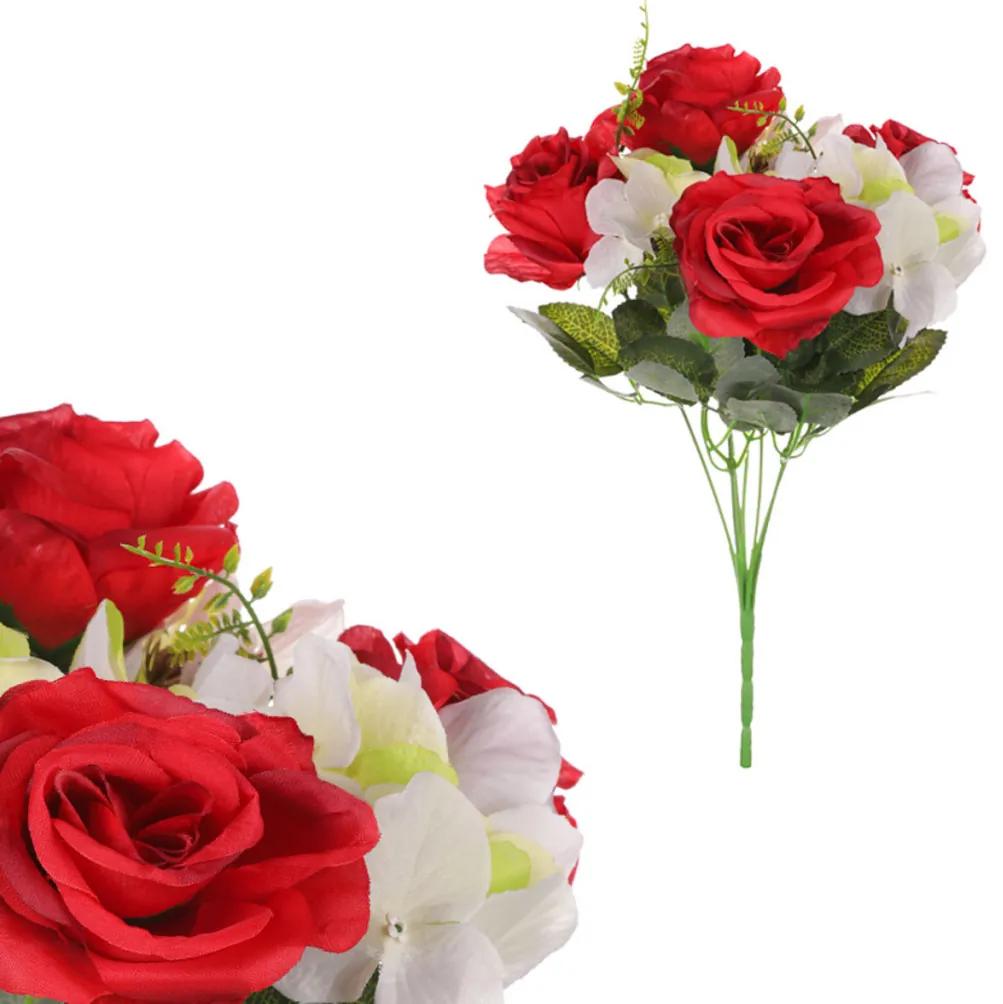 Růže a hortenzie, puget, barva smetanová. Květina umělá. UKA-075, sada 12 ks