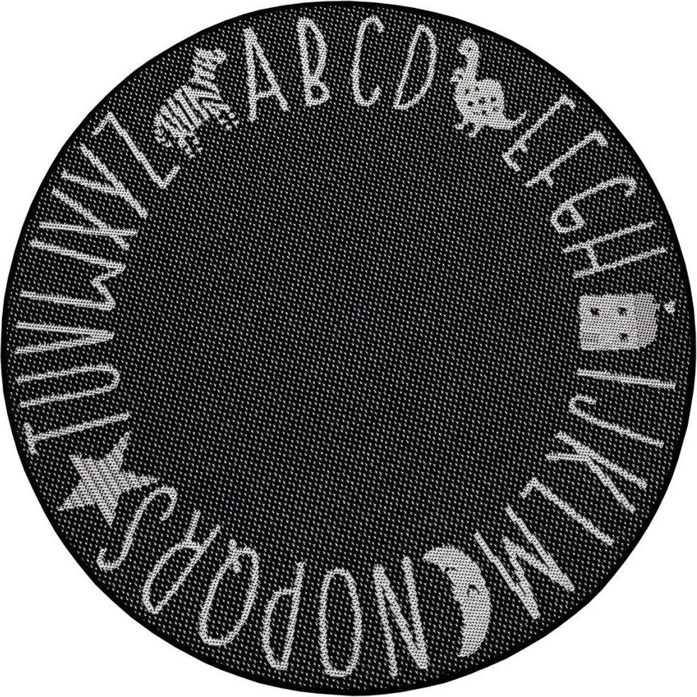Hanse Home Collection koberce Dětský kusový koberec Flatweave 104885 Black/Cream kruh 120x120 (průměr) kruh