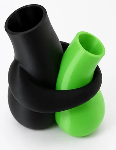 váza, sada 2 ks, styl klasický, plast, 12/15x5/6 cm, černá/zelená, Dekorino VD0260016